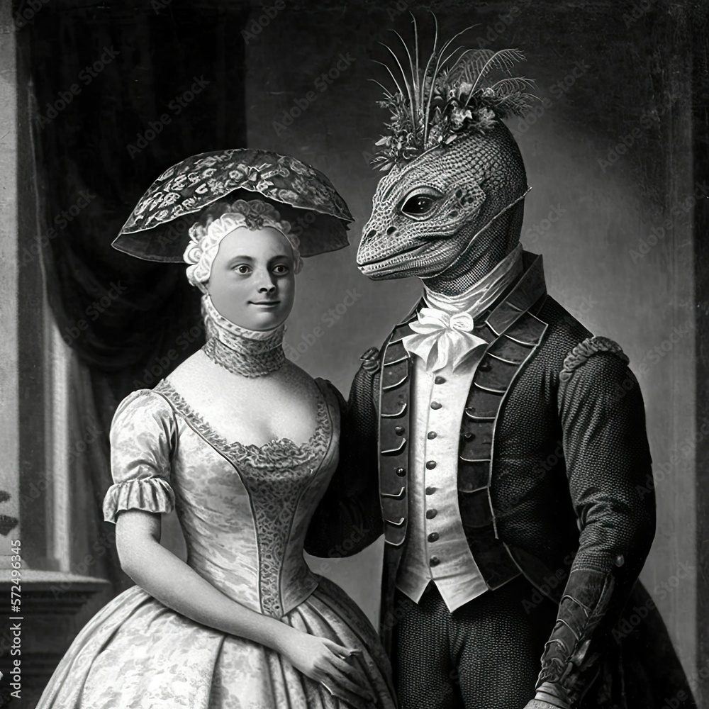 Twisted Historical Sepia Tone Photographs of a Reptilian Wedding, AI ...