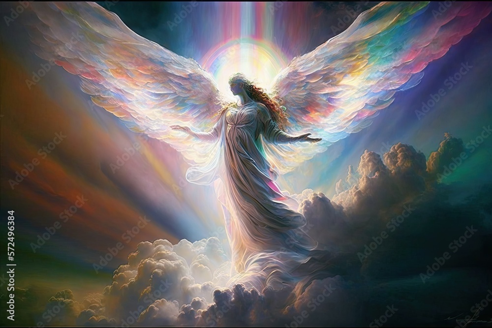 Iridescent Rainbow Angel, Ai Generated Image of a Beautiful Angel ...