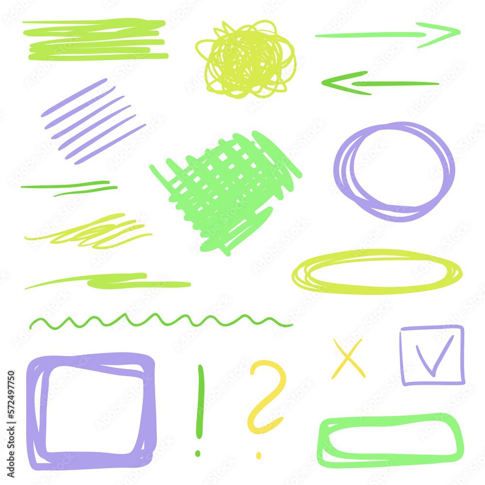 Infographic elements on isolation background. Colored set of sketchy ...
