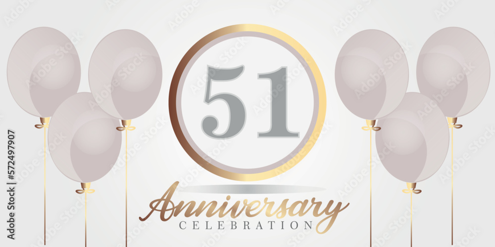 Vector 51st year anniversary celebration background. gray and gold ...