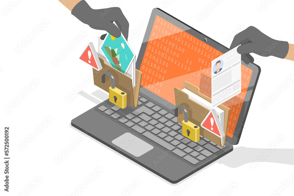 3D Isometric Flat Conceptual Illustration of Data Breach Stock ...