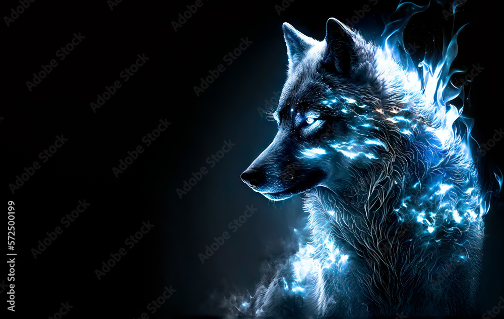 Black And Blue Wolf Drawing