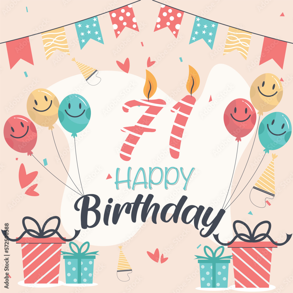 Vector 71st happy birthday vector design for greeting cards and poster ...