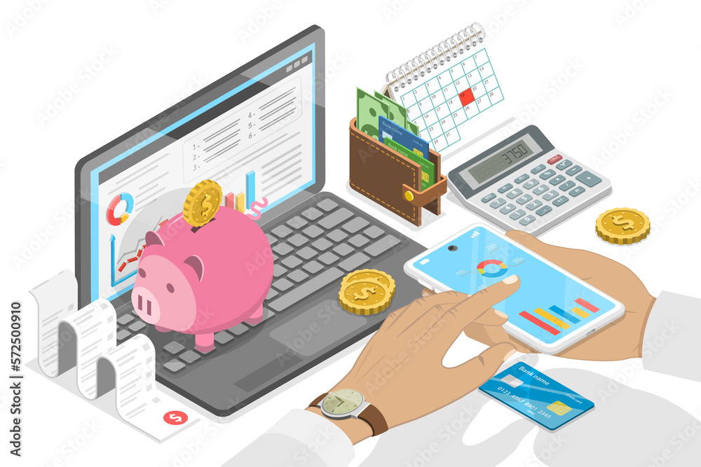 3D Isometric Flat Conceptual Illustration of Budget Planning Stock ...