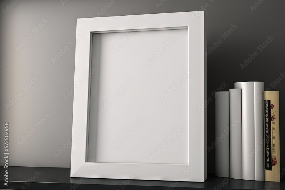 blank picture frame on a shelf Stock Illustration | Adobe Stock