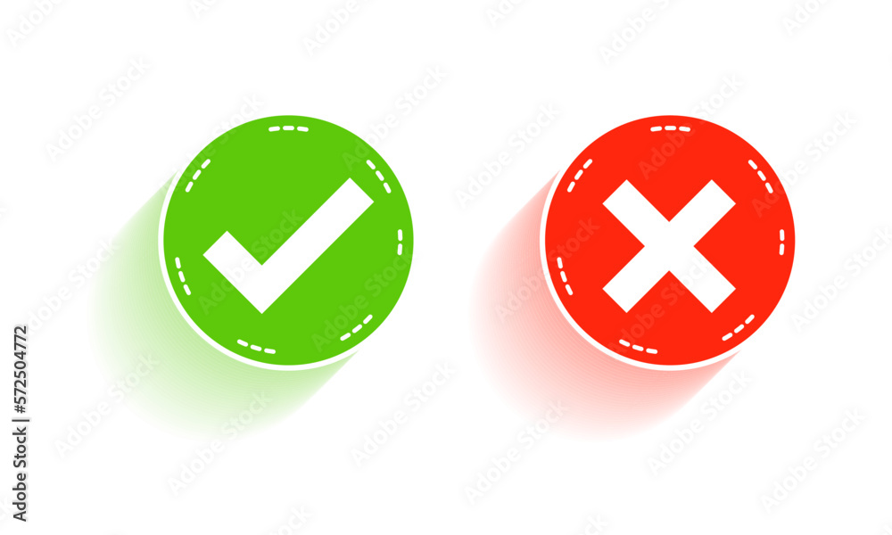 Round check mark and cross symbols buttons, Cross and check mark symbol ...