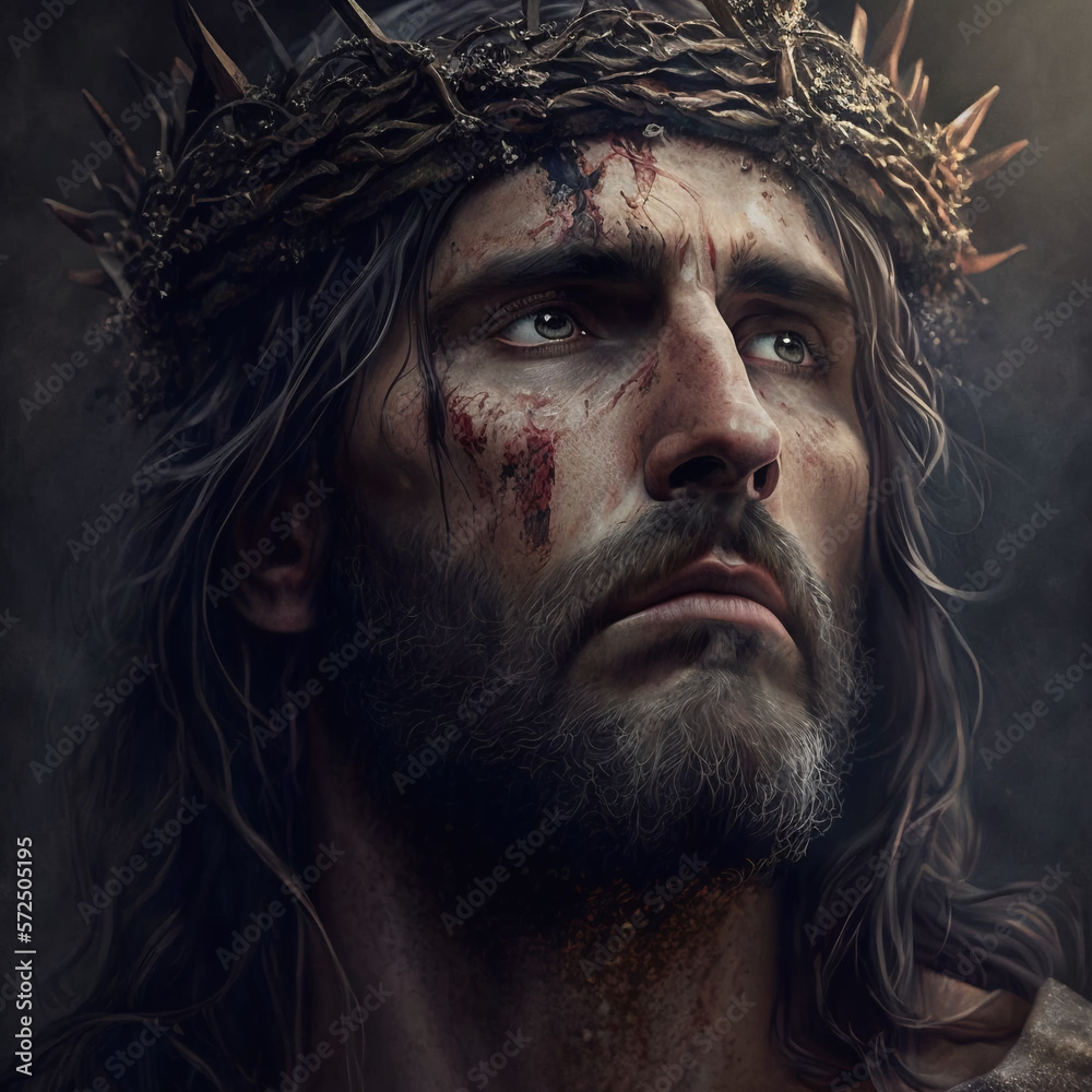 Biblical God Jesus Christ Portrait, Generative AI Art Illustration ...