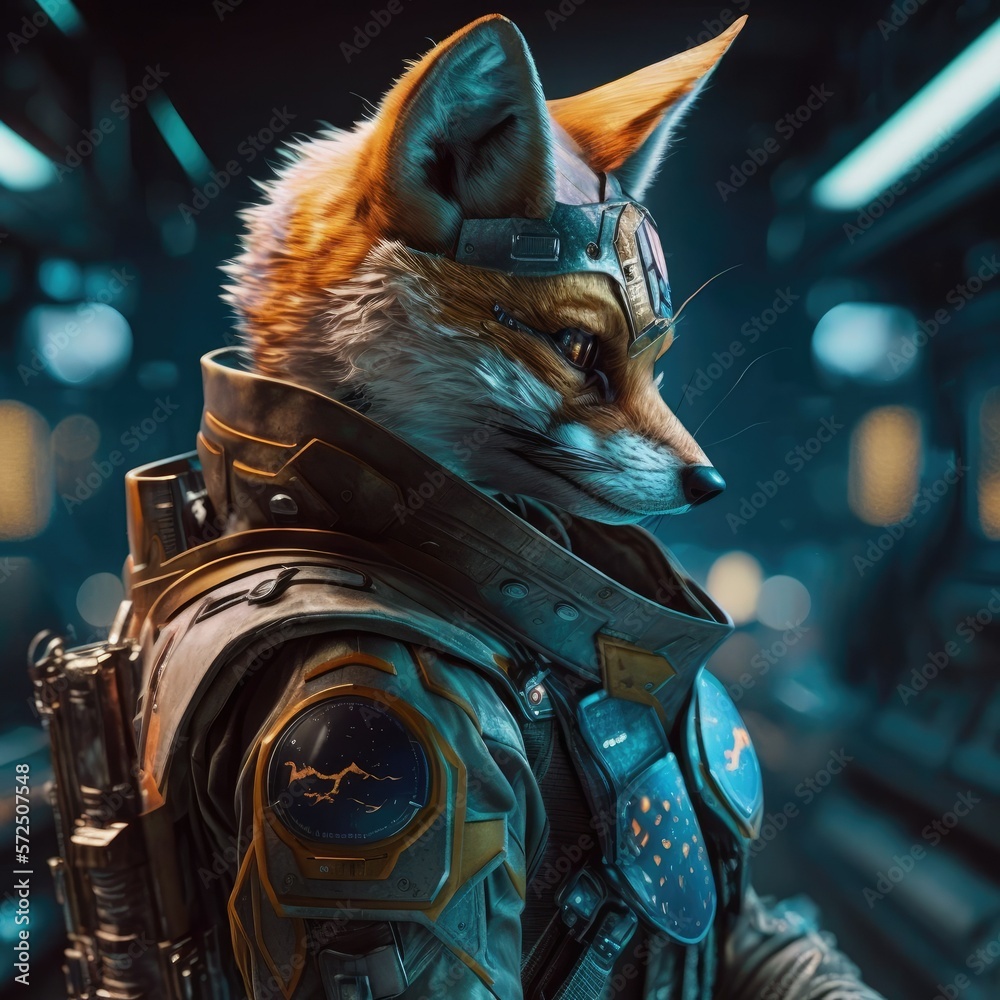 Cyberpunk Furry fox Stock Illustration | Adobe Stock