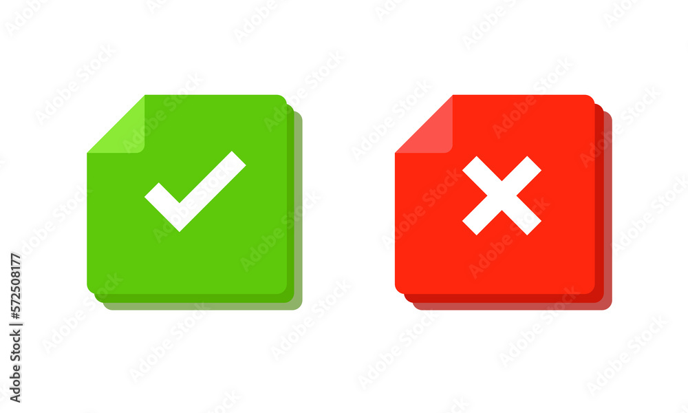 Cross and check mark symbol set symbol Stock Vector | Adobe Stock