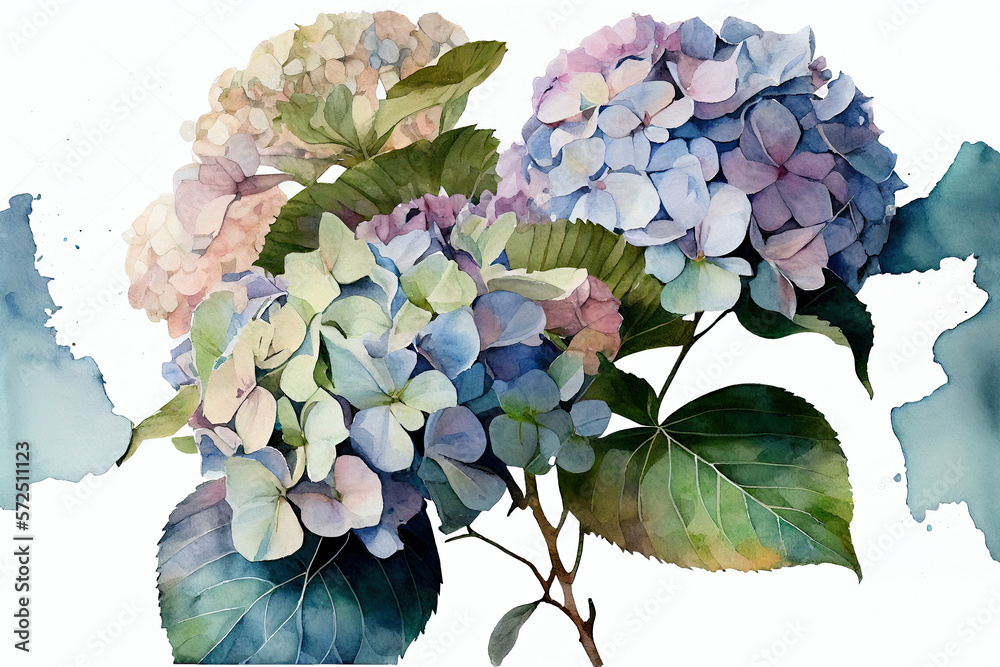Hydrangea Flowers, Illustration, Generative AI Stock Illustration ...