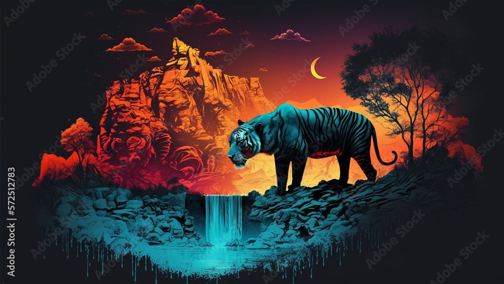 Surreal tiger in surreal setting, ai generated Stock-Illustration ...