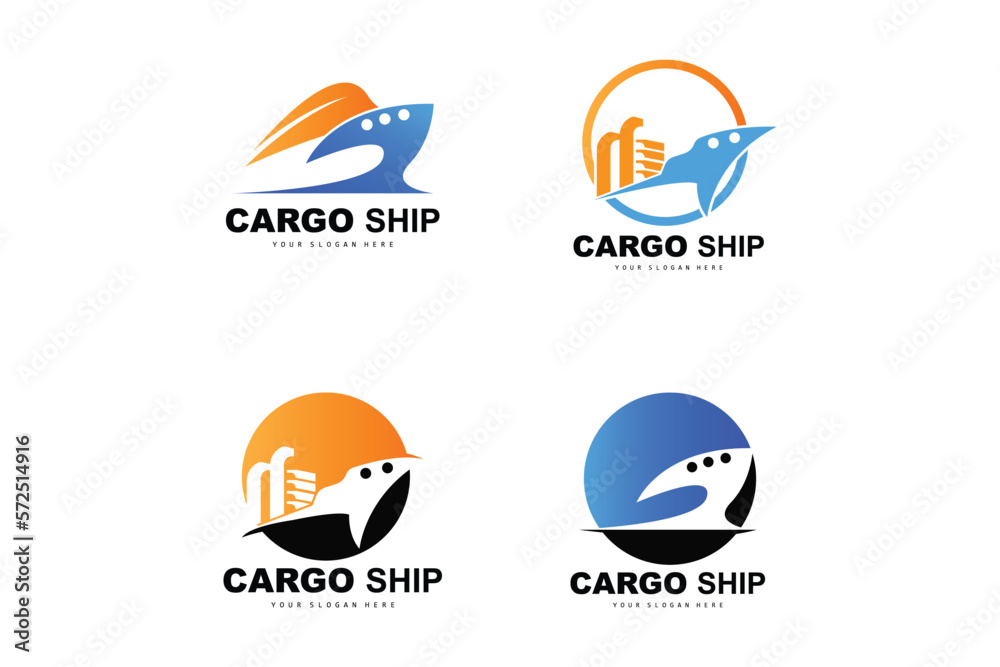 Cargo Ship Logo, Fast Cargo Ship Vector, Sailboat, Design For Ship ...