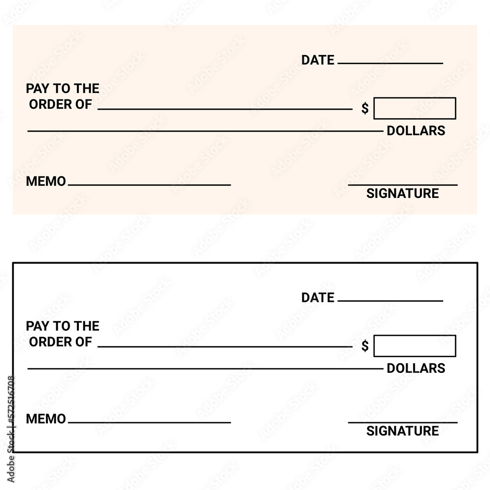 Blank bank cheque transparent background. Blank cash withdrawal cheque ...