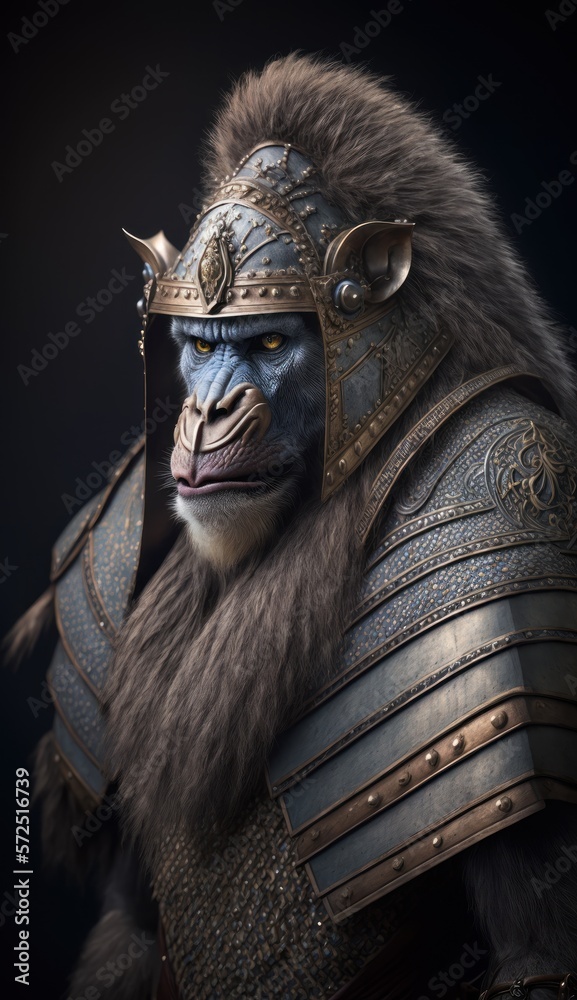 Cute Stylish and Cool Animal Baboon Knight of the Middle Ages: Armor ...