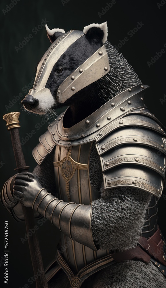Cute Stylish and Cool Animal Badger Knight of the Middle Ages: Armor ...