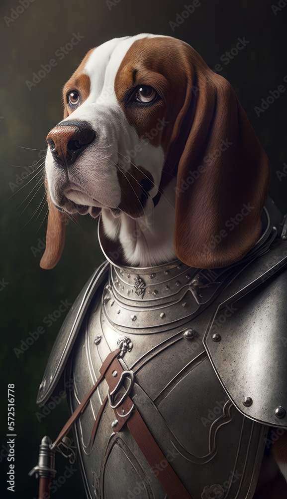 Cute Stylish and Cool Animal Beagle Dog Knight of the Middle Ages ...