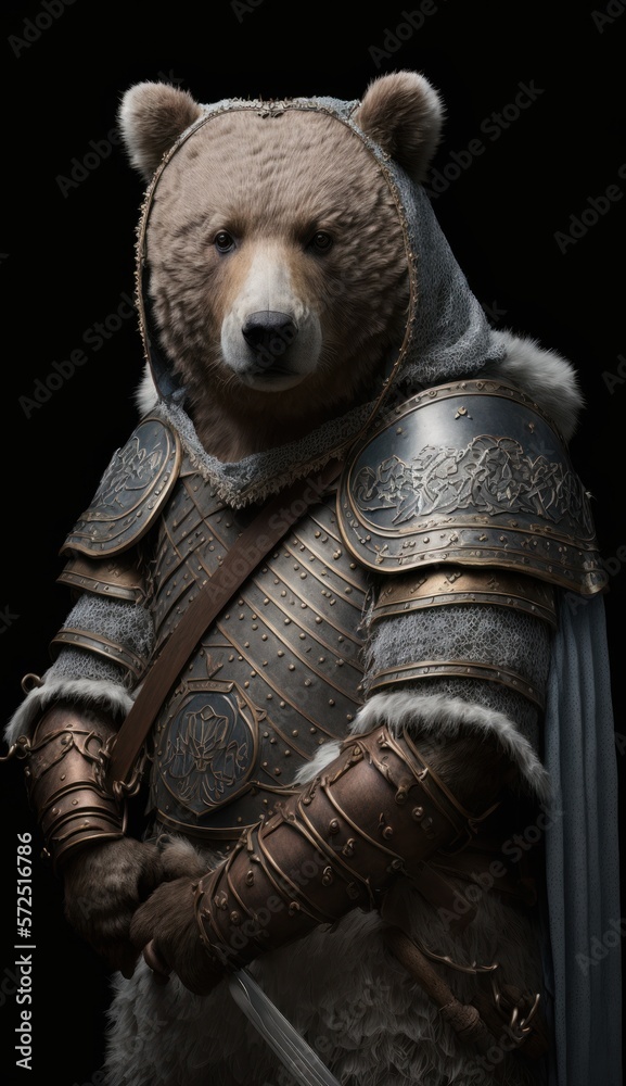 Cute Stylish and Cool Animal Bear Knight of the Middle Ages: Armor ...