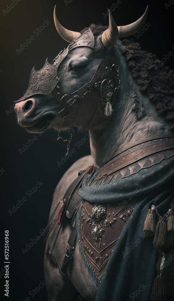 Cute Stylish and Cool Animal Bull Knight of the Middle Ages: Armor ...