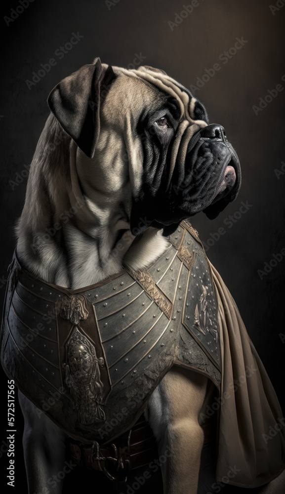 Cute Stylish and Cool Animal English Mastiff Dog Knight of the Middle ...