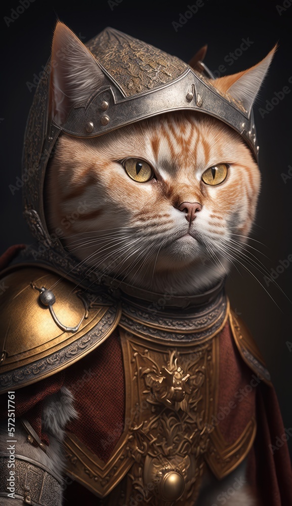 Cute Stylish and Cool Animal Havana Brown Cat Knight of the Middle Ages ...