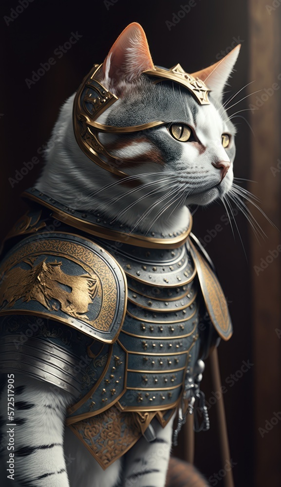 Cute Stylish and Cool Animal Japanese Bobtail Cat Knight of the Middle ...