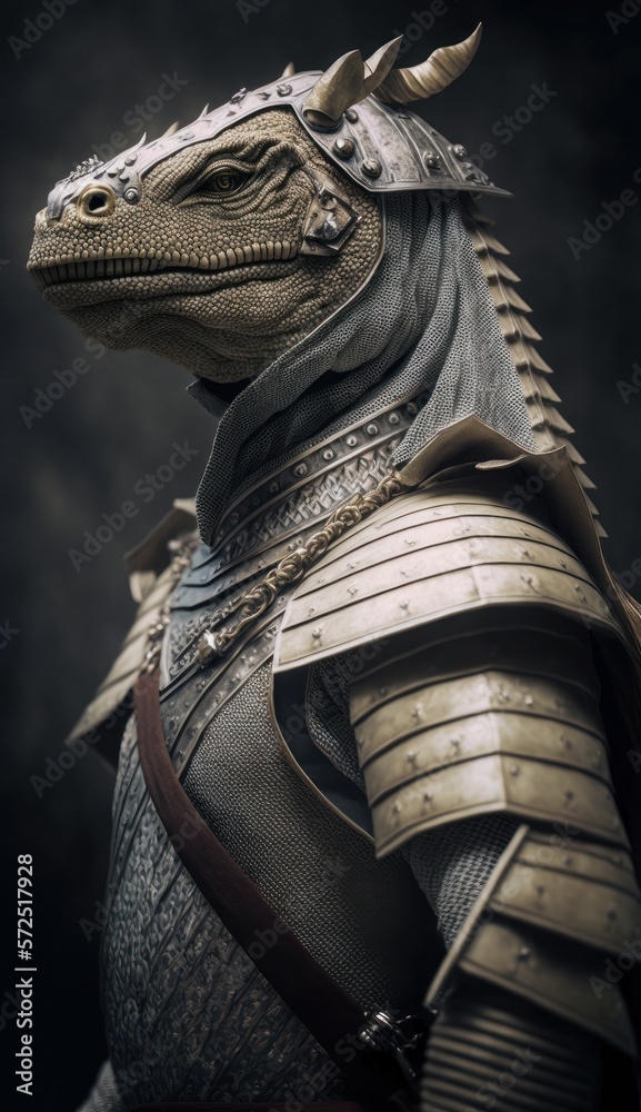 Cute Stylish and Cool Animal Komodo Dragon Knight of the Middle Ages ...