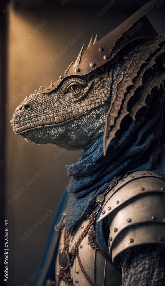 Cute Stylish and Cool Animal Monitor Lizard Knight of the Middle Ages ...