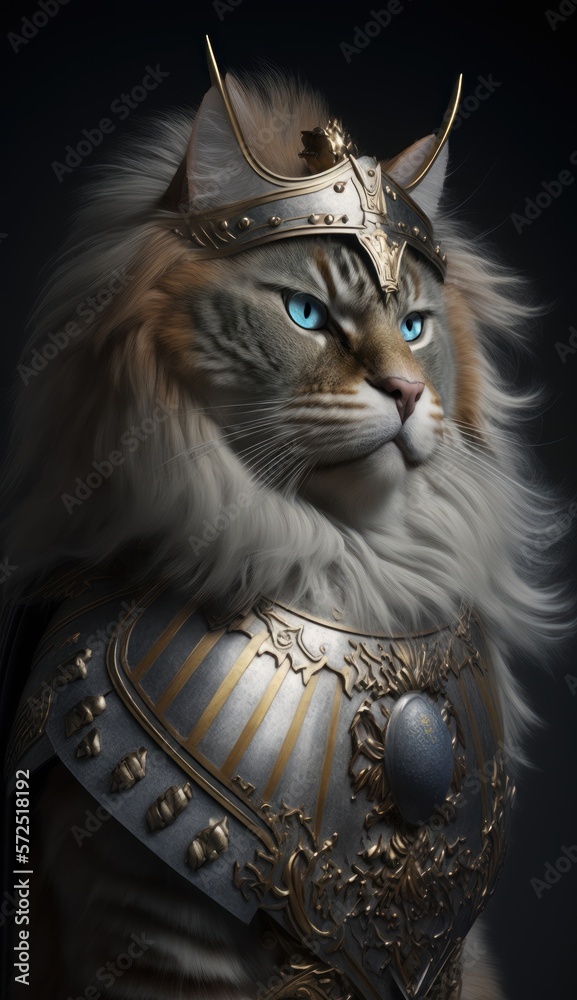 Cute Stylish and Cool Animal Norwegian Forest Cat Knight of the Middle ...