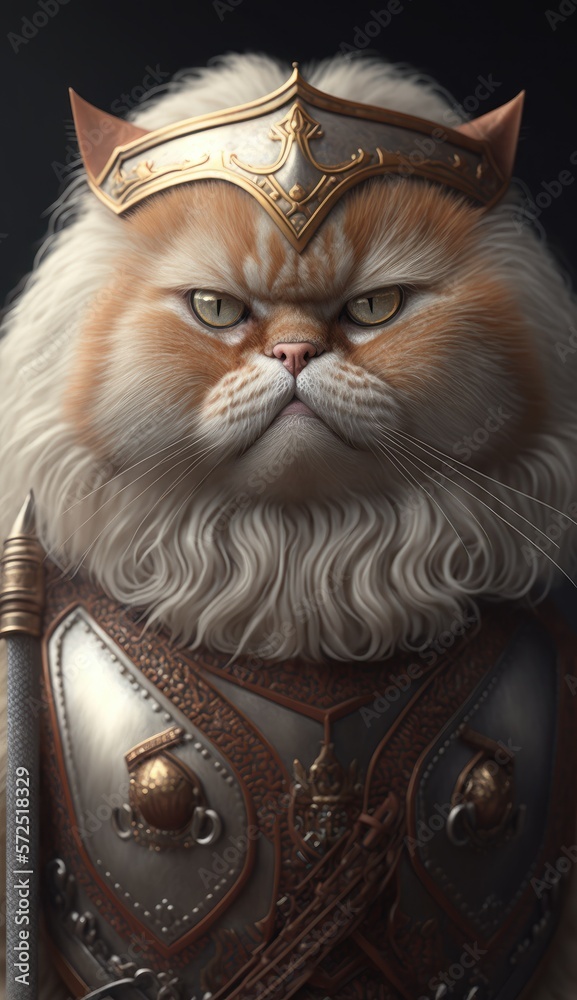Cute Stylish and Cool Animal Persian Cat Knight of the Middle Ages ...