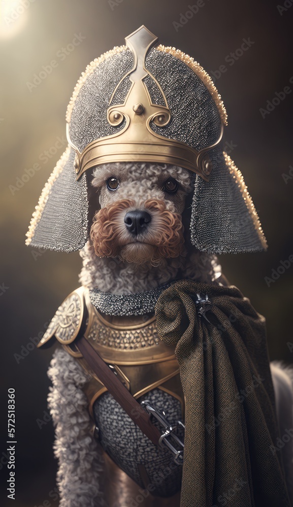 Cute Stylish and Cool Animal Poodle Dog Knight of the Middle Ages ...