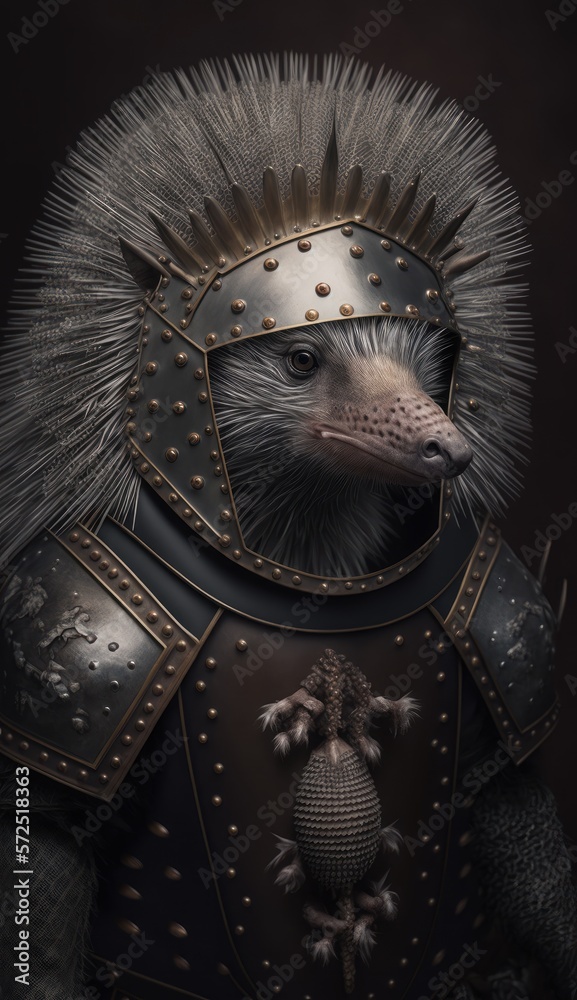 Cute Stylish and Cool Animal Porcupine Knight of the Middle Ages: Armor ...