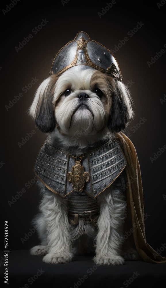 Cute Stylish and Cool Animal Shih Tzu Dog Knight of the Middle Ages ...