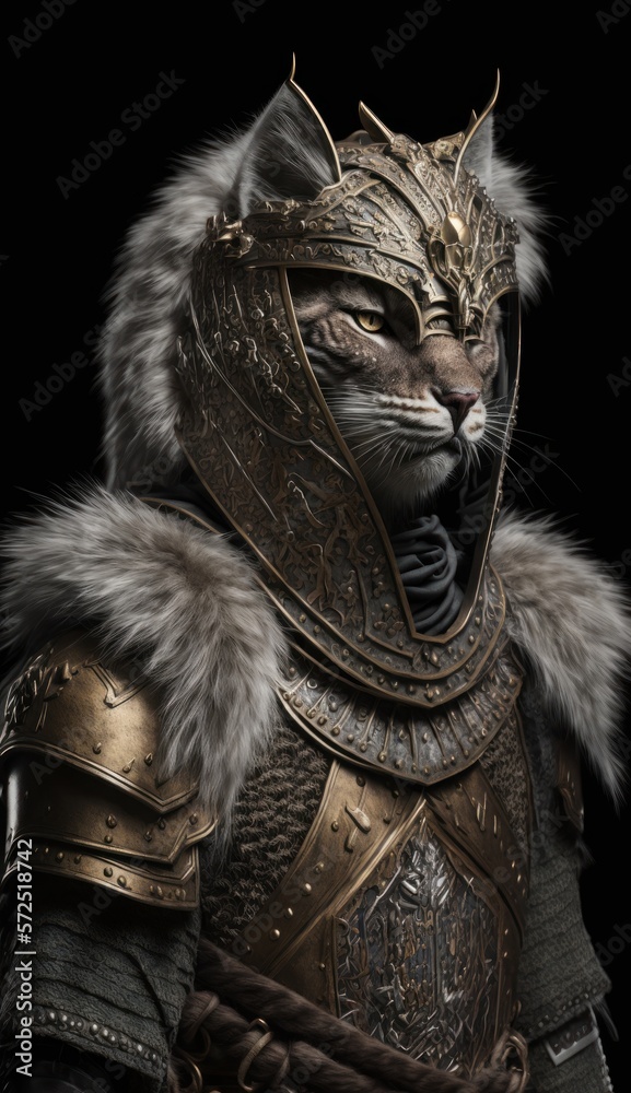 Cute Stylish and Cool Animal Wild cat Knight of the Middle Ages: Armor ...