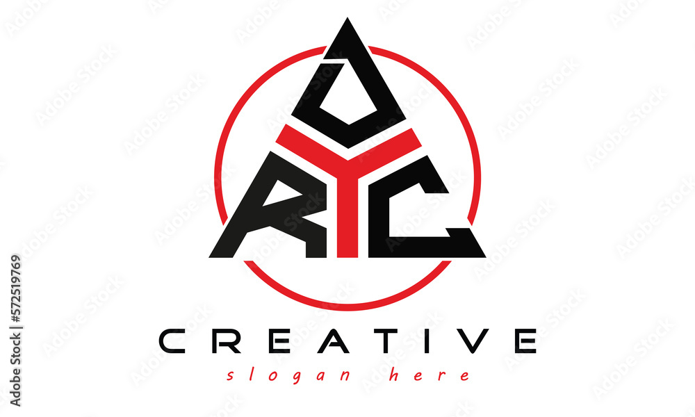 RDC three letter creative triangle shape in circle logo design vector ...