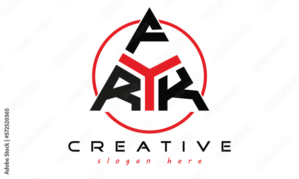 RFK three letter creative triangle shape in circle logo design vector ...