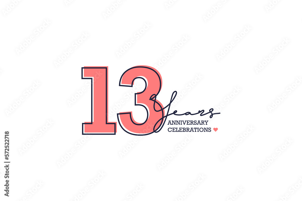 13 year anniversary. Anniversary template design concept with golden ...
