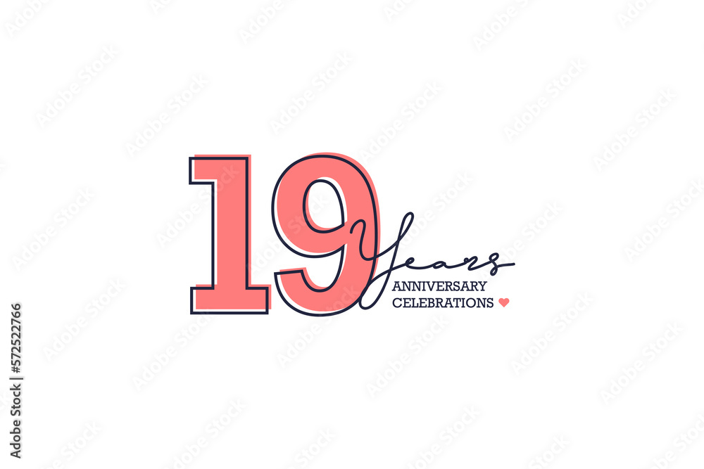 19 year anniversary. Anniversary template design concept with golden ...