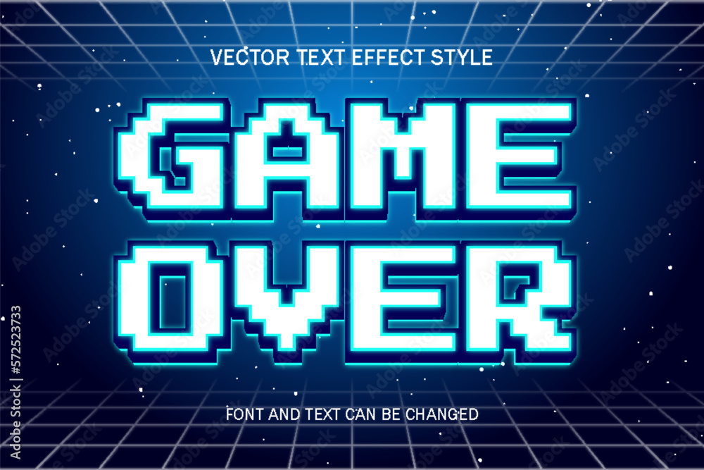 game over pixel art 3d editable text effect font style retro vintage ...