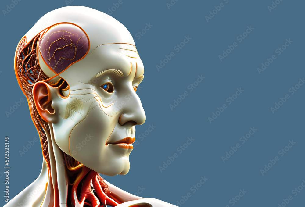 Abstract anatomical medical model of a human. Biotechnology. 3D render ...