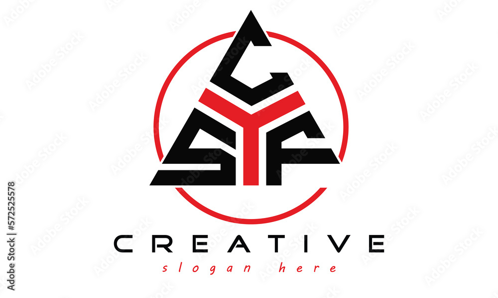 SCF three letter creative triangle shape in circle logo design vector ...