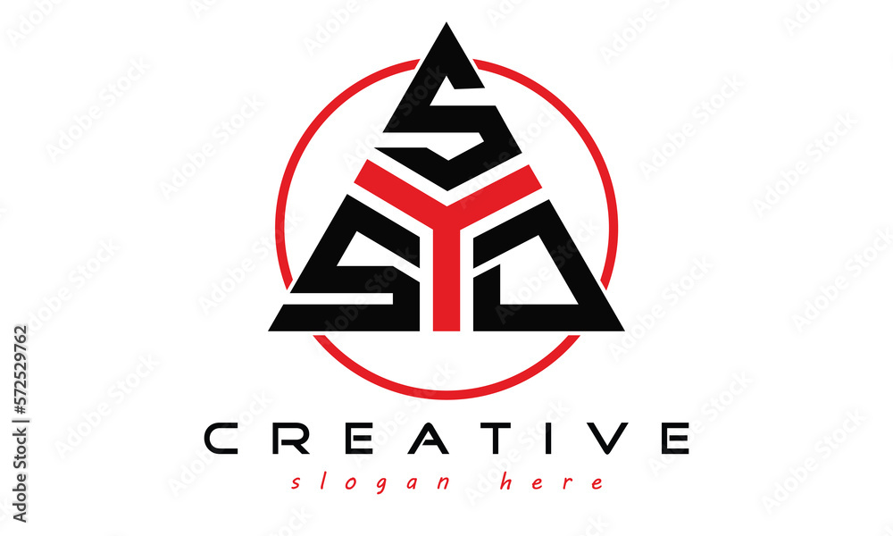 SSD three letter creative triangle shape in circle logo design vector ...