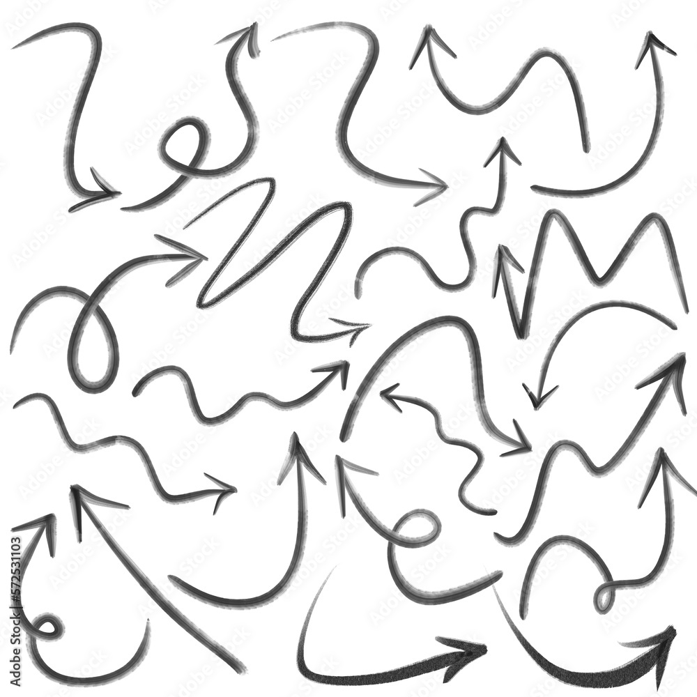 Hand drawn arrow clipart transparent background set Stock Illustration ...