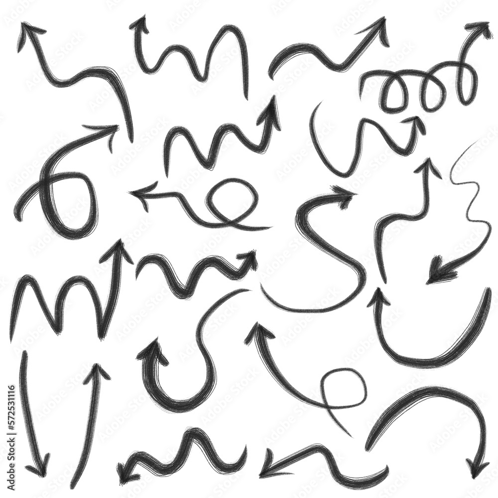 Hand drawn arrow clipart transparent background set Stock Illustration ...