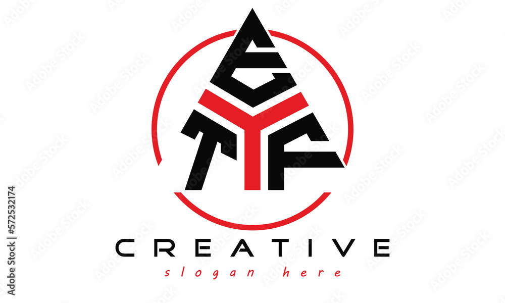 TEF three letter creative triangle shape in circle logo design vector ...