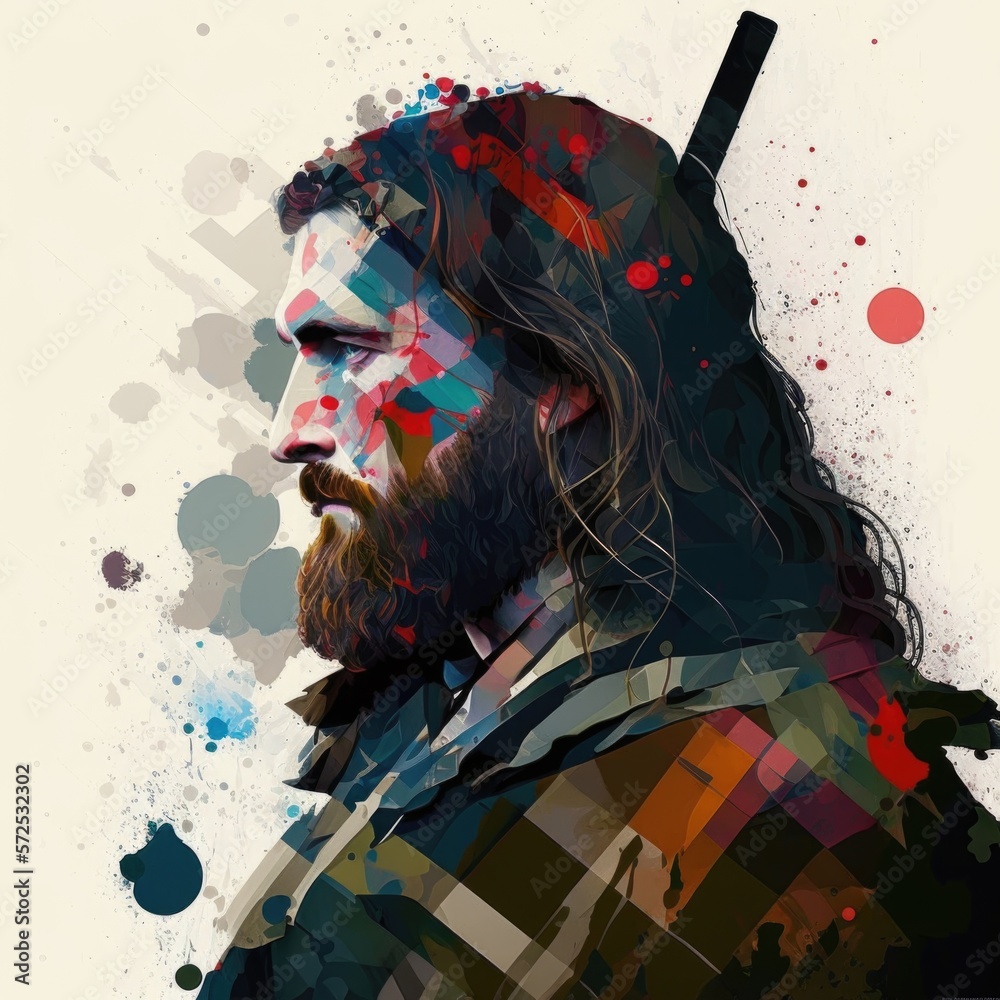 Digital collage modern art of human emotions, braveheart courageous ...