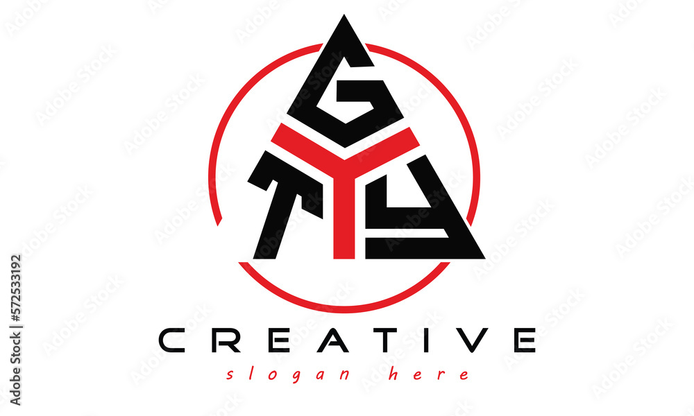 TGY three letter creative triangle shape in circle logo design vector ...