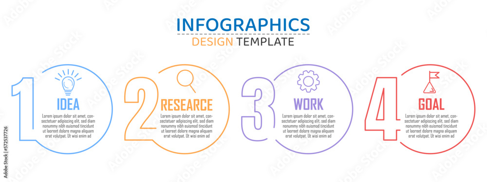 Infographic design template. Timeline concept with 4 options or steps ...