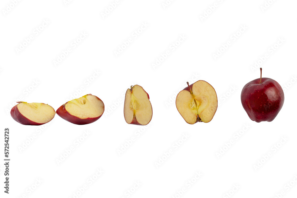 Falling red apple slice isolated on transparent background. Stock Photo ...