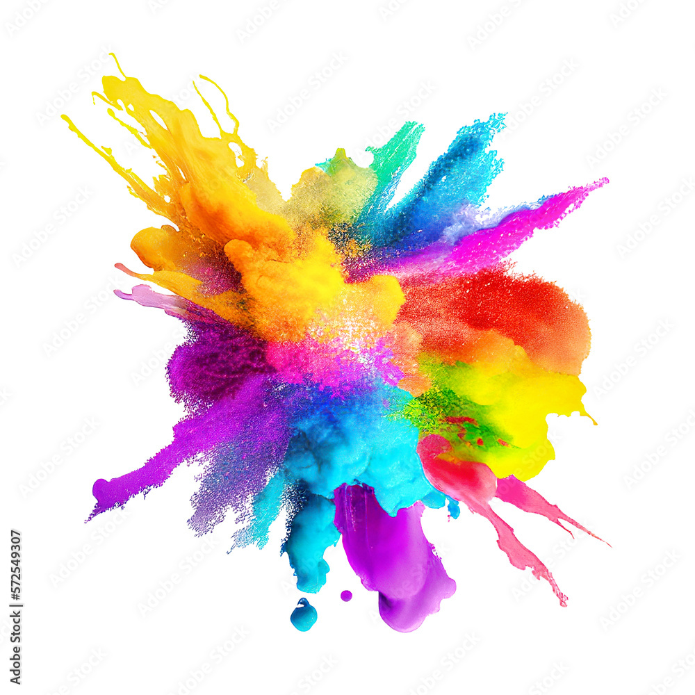 Abstract scenes of beautiful rainbow colors explosion on a transparent ...
