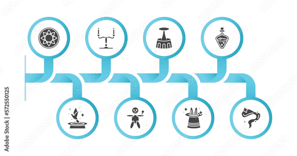 editable filled icons with infographic template. infographic for magic ...